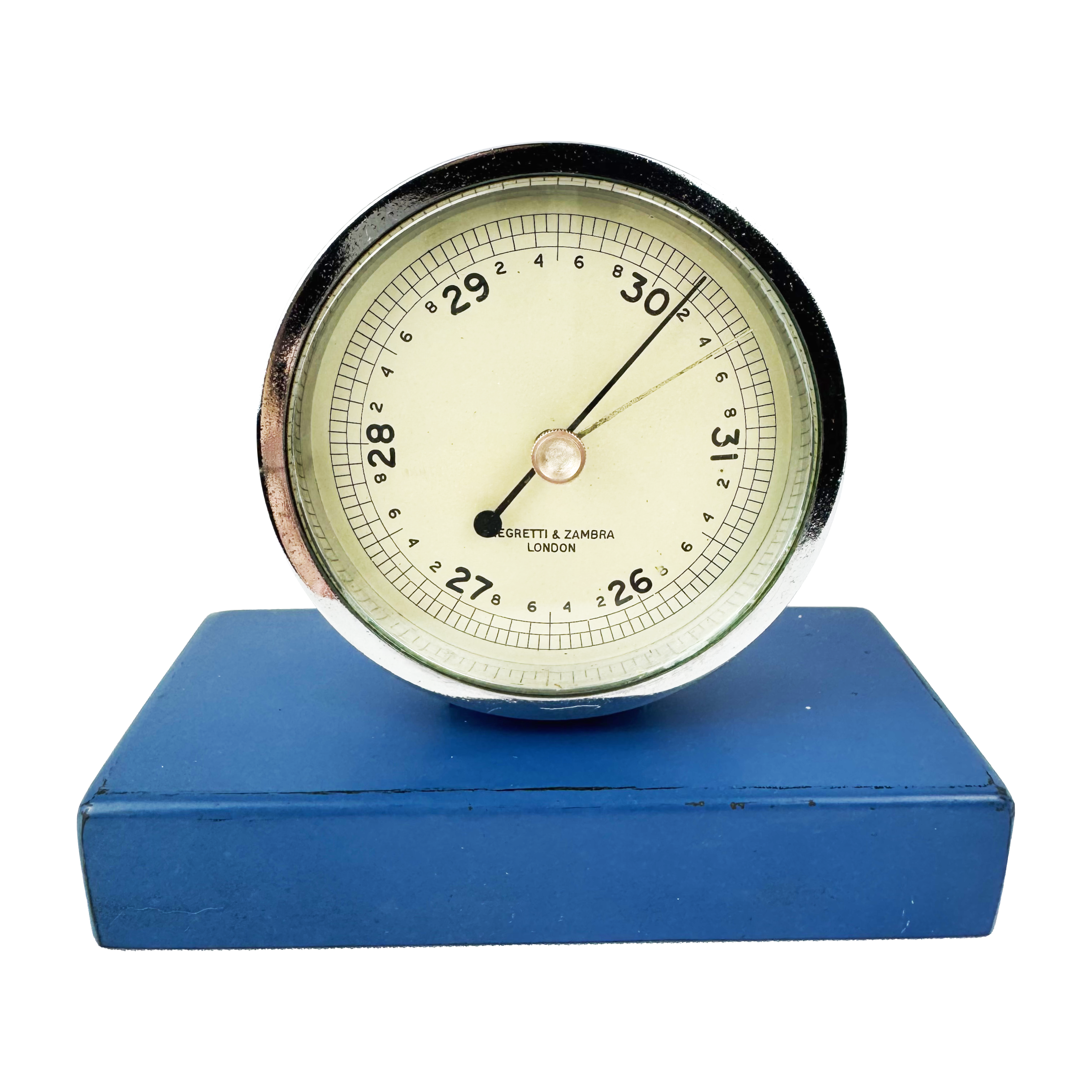 Barometers Realm: Chrome desk barometer on a stand